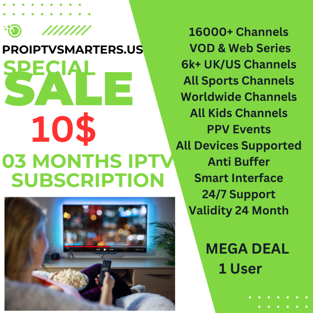 01 Month IPTV Subscription – ProIPTVSmarters.US